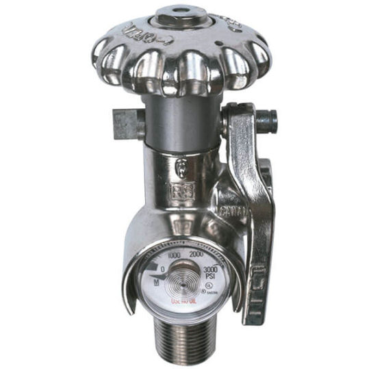 Nitrogen Lever Action (Quick Release) Valve CGA580 With Gauge | Gas Cylinder Source